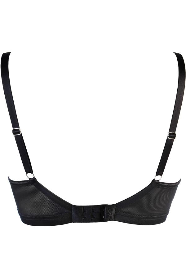 Axami V-10731 Timeless Shimmering Embroidery Sheer Balconette Bra Black ...